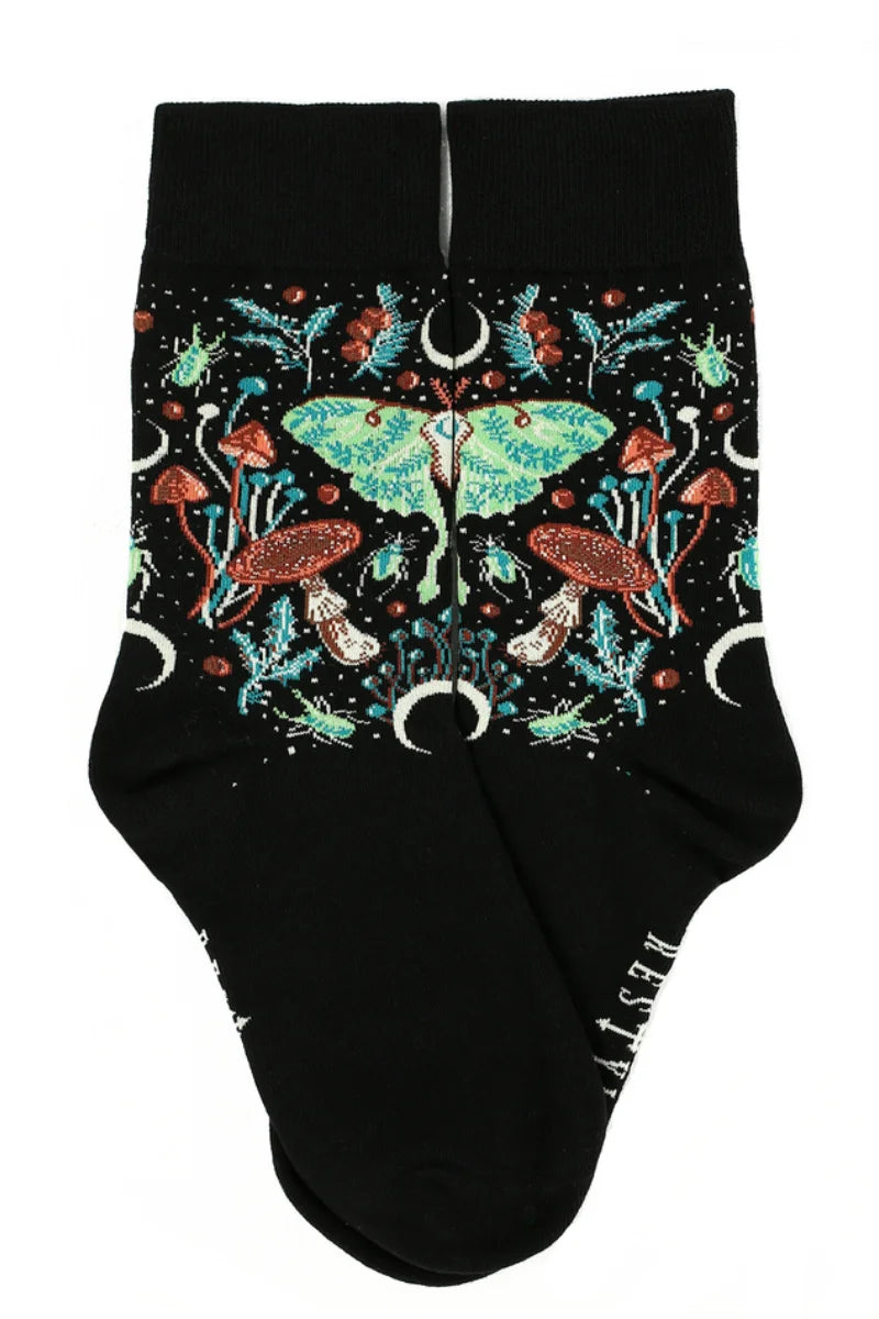 Restyle Autumnal Equinox Jacquard Socks - Moth & Mushroom | Ro Rox