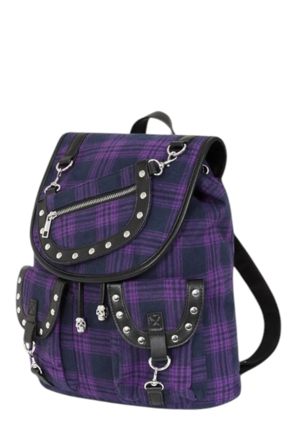Banned Yamy Tartan Backpack - Lavendar Gothic Punk Bag Plaid | Ro Rox