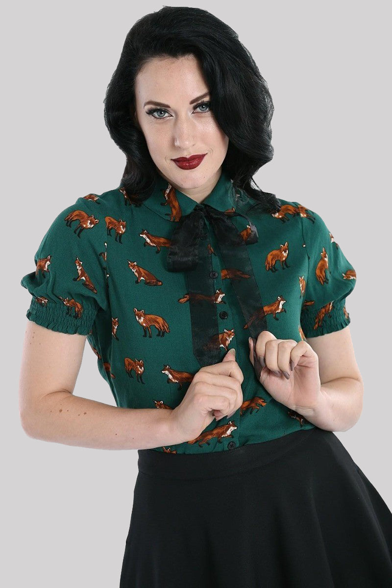 Hell Bunny Vixey 1950's Fox Print Top| Ro Rox Boutique | Ro Rox