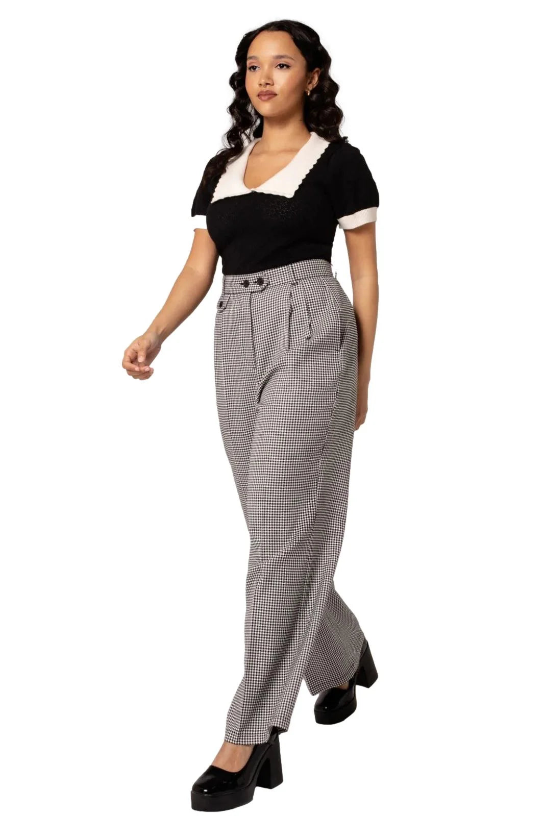 Hell Bunny Teddy Trousers Wide Leg Retro Vintage Style Pants | Ro Rox