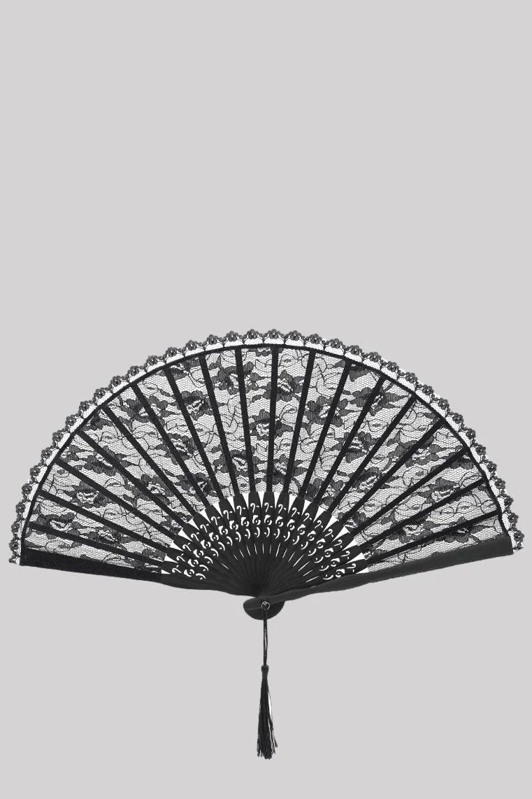 Ro Rox Gothic Black Lace Hand Fan | Ro Rox