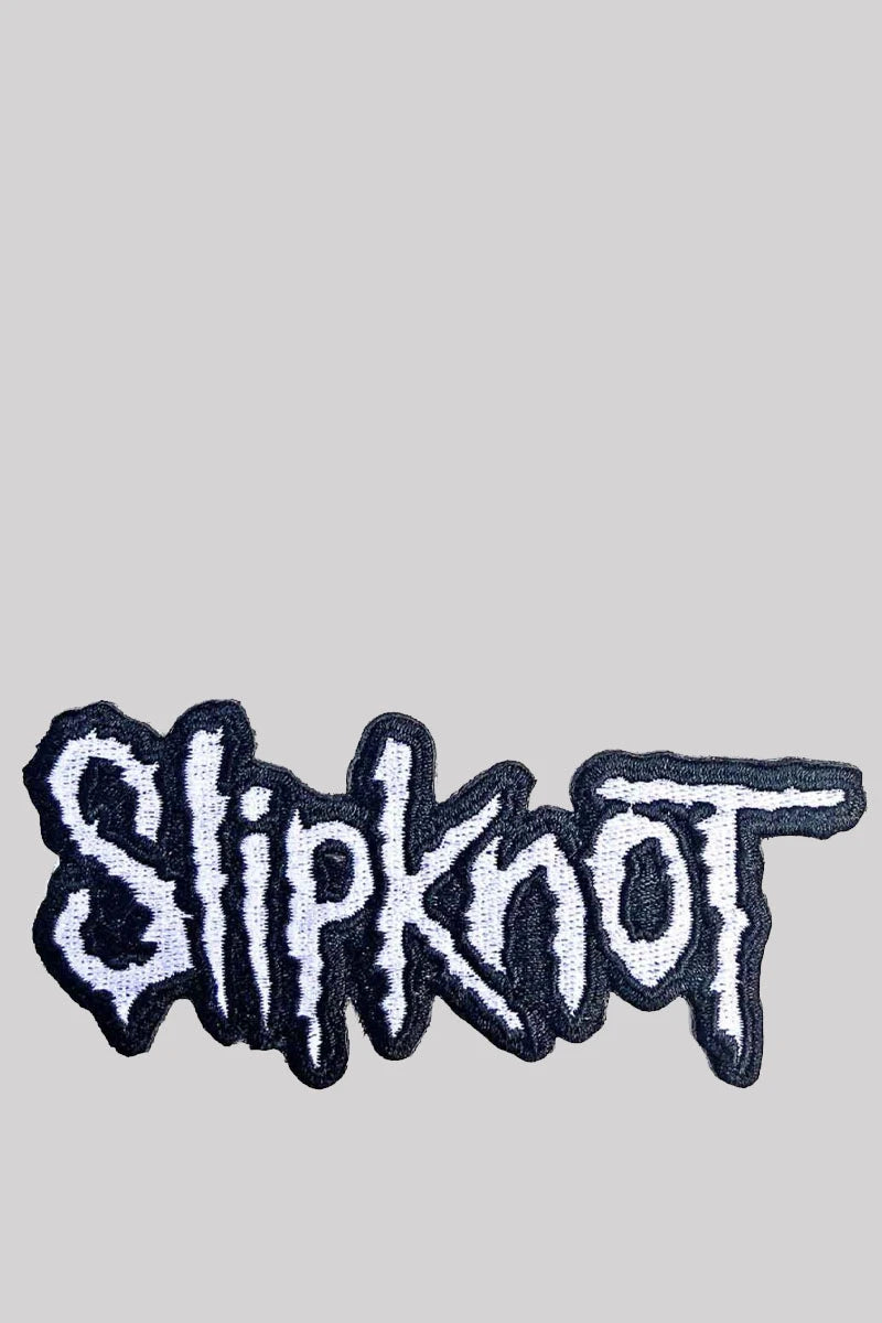 Slipknot Woven Patch: Cut-Out Logo Black Border Sew-On Badge | Ro Rox
