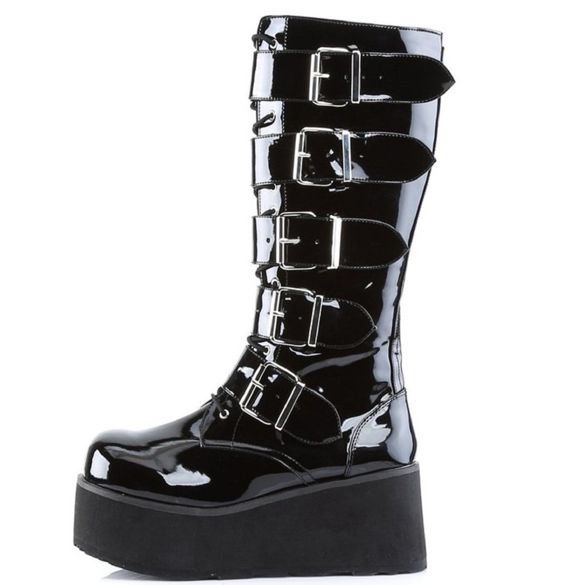 Demonia Trashville 518 Platform Goth Wet Look Knee High Boots | Ro Rox