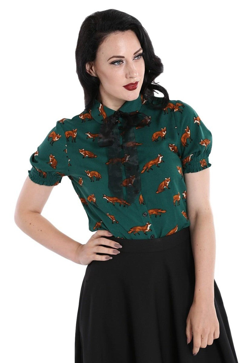 Hell Bunny Vixey 1950's Fox Print Top| Ro Rox Boutique | Ro Rox