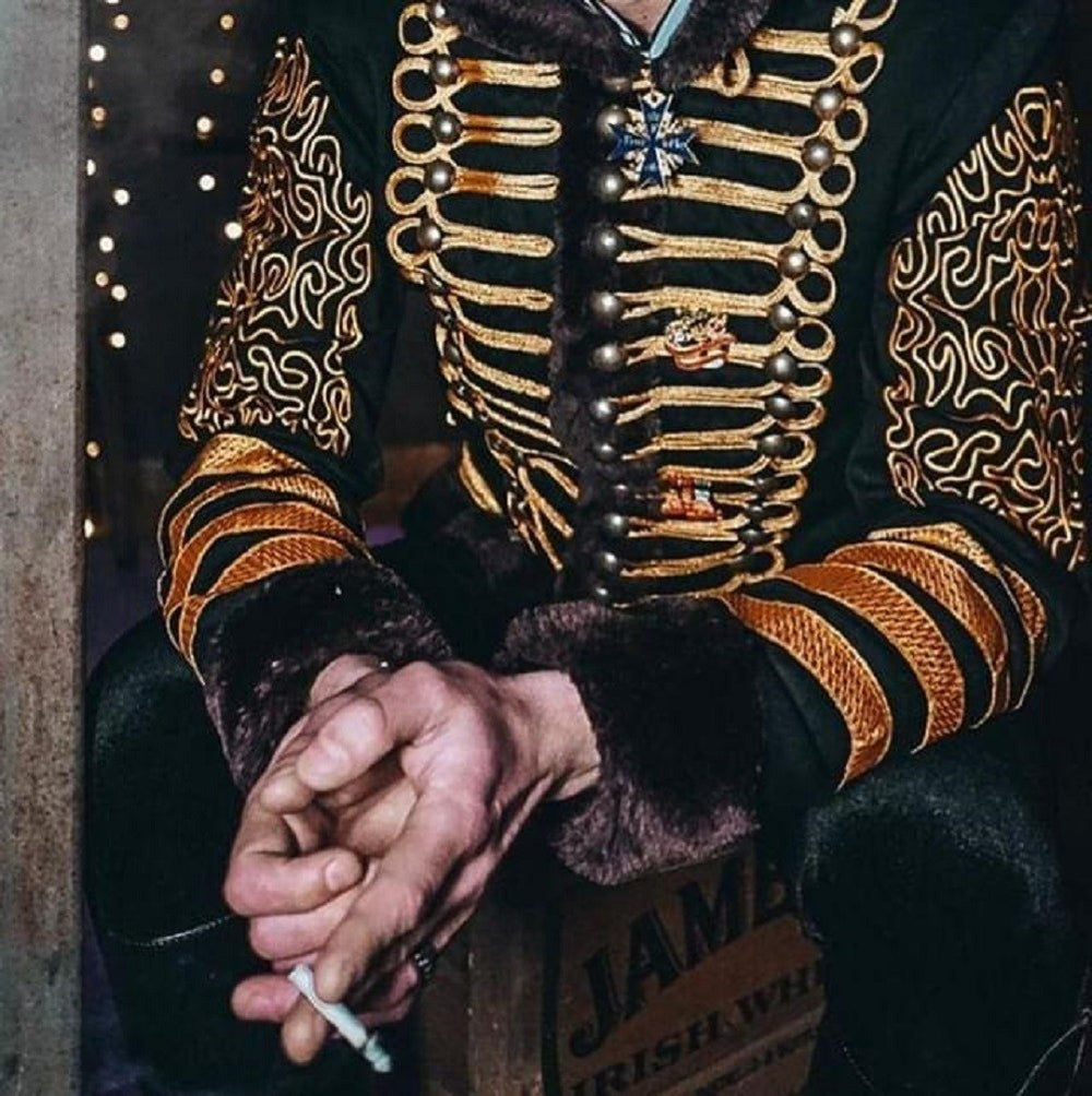 Jimi Military Parade Jacket Black & Gold Faux Fur | Ro Rox