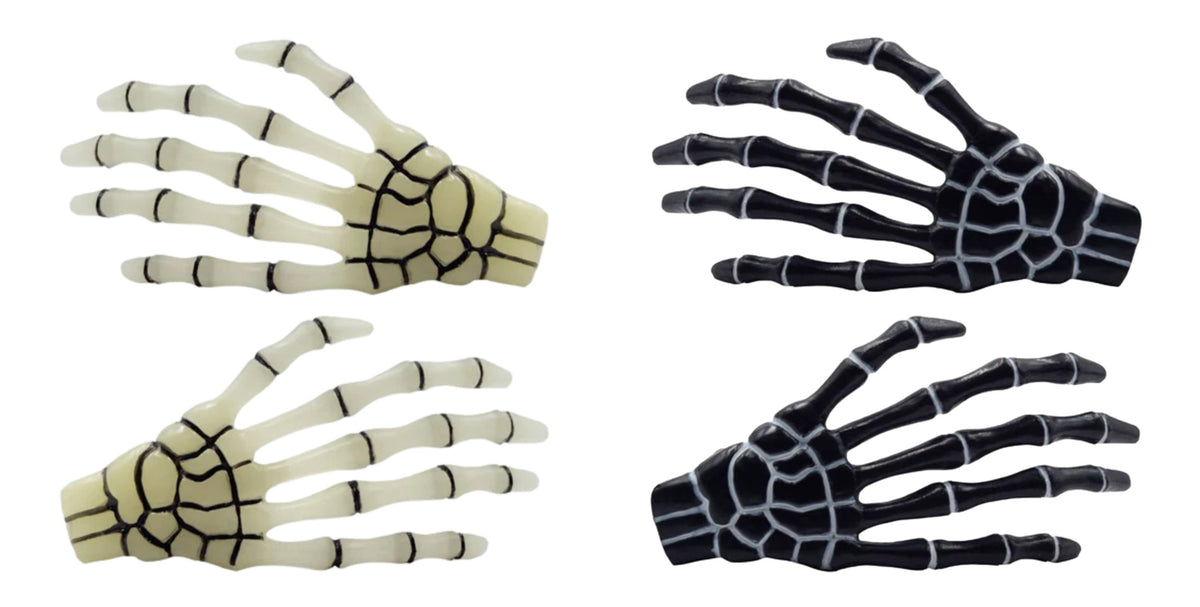 Kreepsville 666 Glow In the Dark Skeleton Hand Hair Slides | Ro Rox