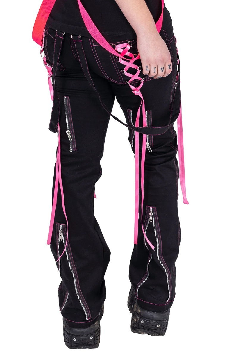 Poizen Industries Pink Black Gothic Punk Harness Fuse Pants | Ro Rox