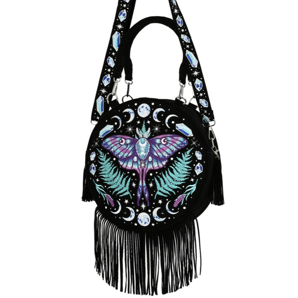 Restyle Enchanted Forest Magic Moth Embroidery Round Bag | Ro Rox