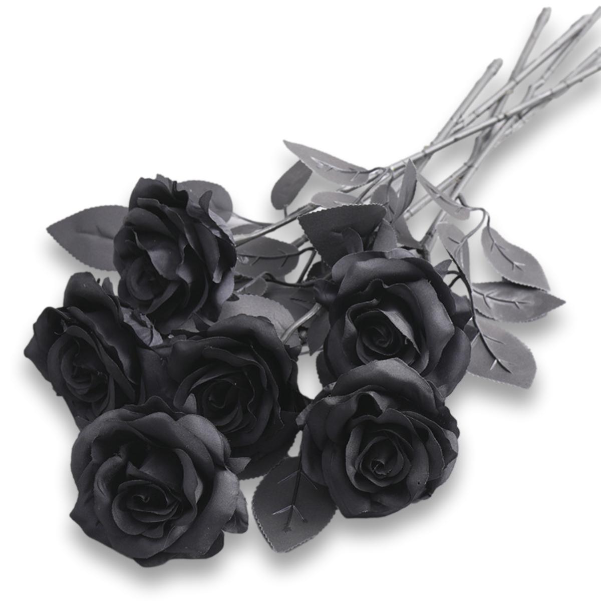 Black Rose Flower Gothic Gothic Simulation Black Rose Halloween Decor