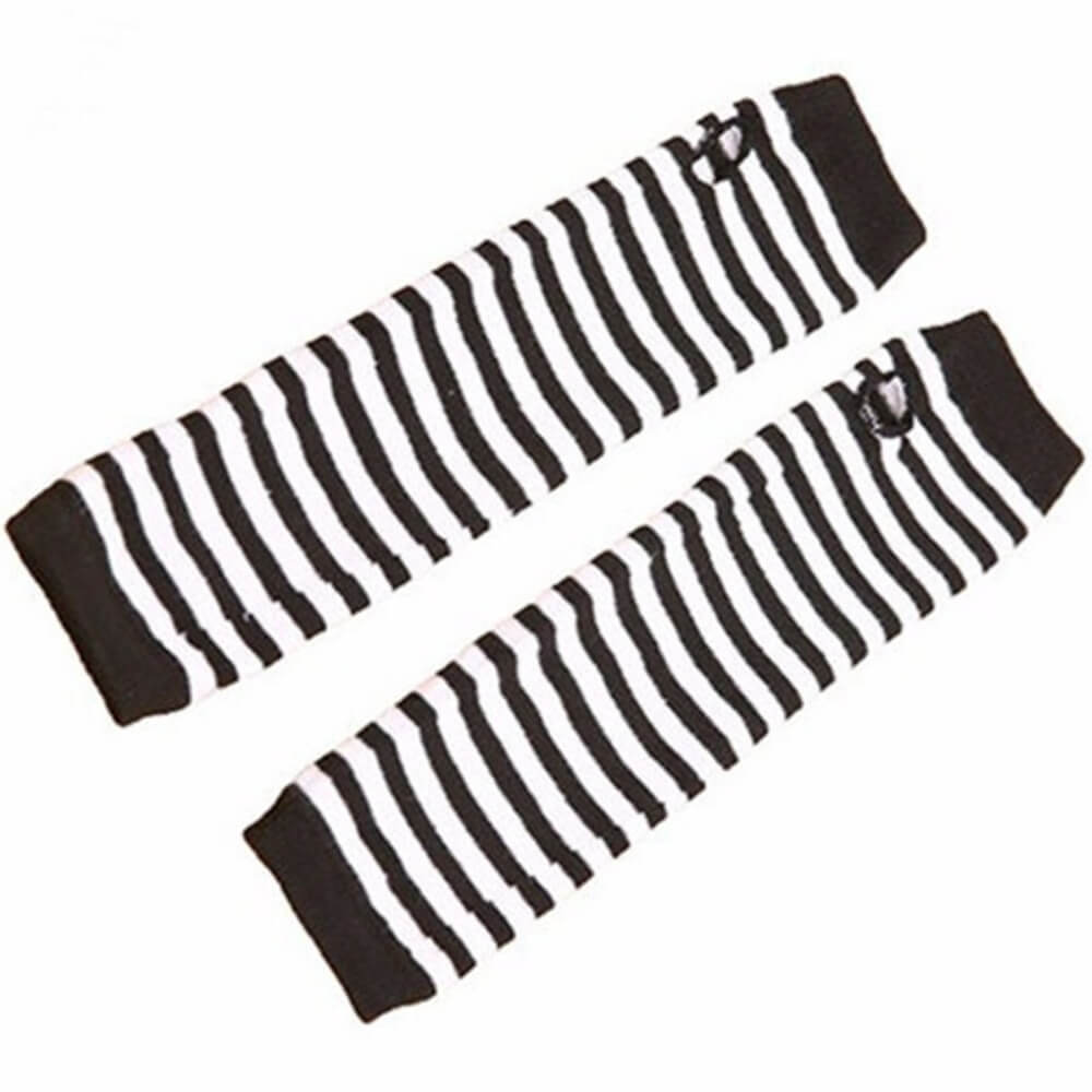 Ro Rox Gothic Gloves Striped Fingerless Arm Warmers with Thumbhole, Bl ...