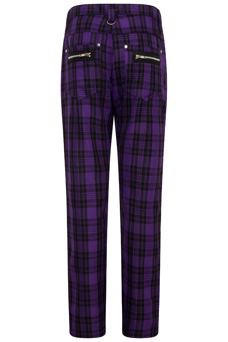 Ro Rox Purple Check Punk Trousers | Unisex Goth Pants | Ro Rox