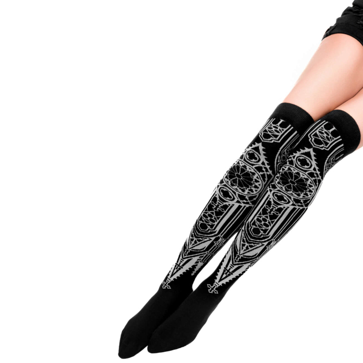Restyle Sacrum Cathedral Unisex Gothic Over The Knee Socks | Ro Rox