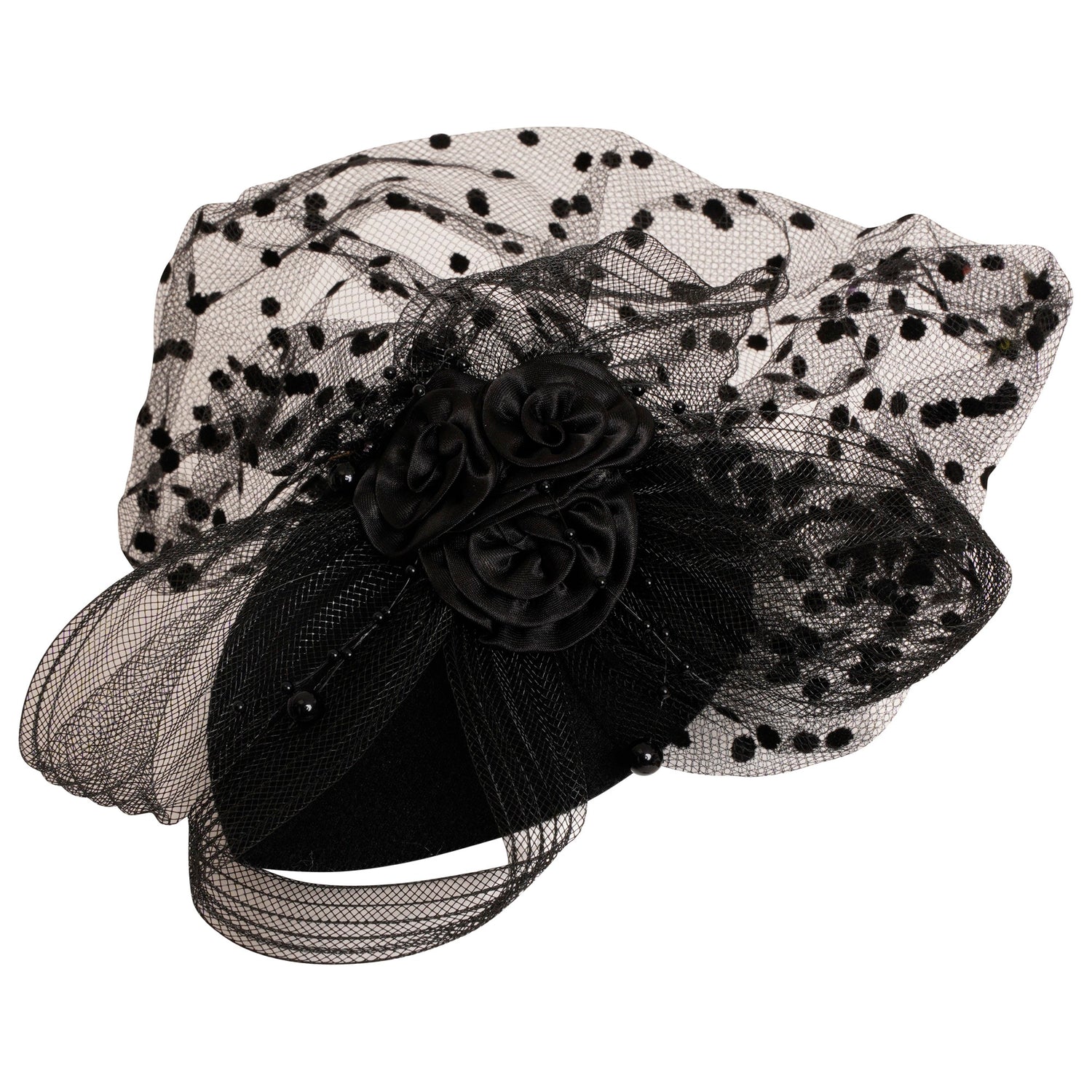 Ro Rox Retro 1940's 1950's Fascinator Net Triple Rose Hat | Ro Rox